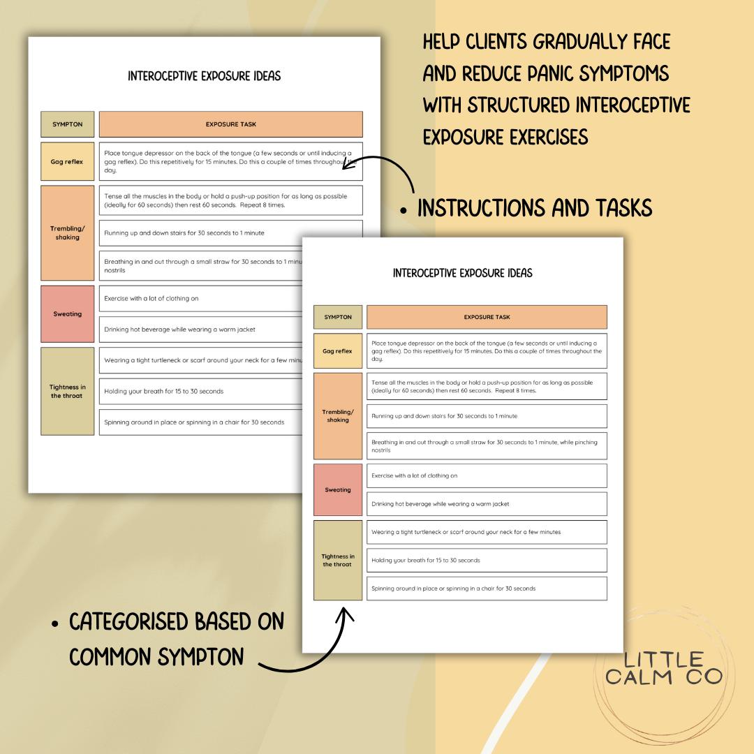 Interoceptive Exposure Handouts for Panic Attacks | Psychoeducation ...