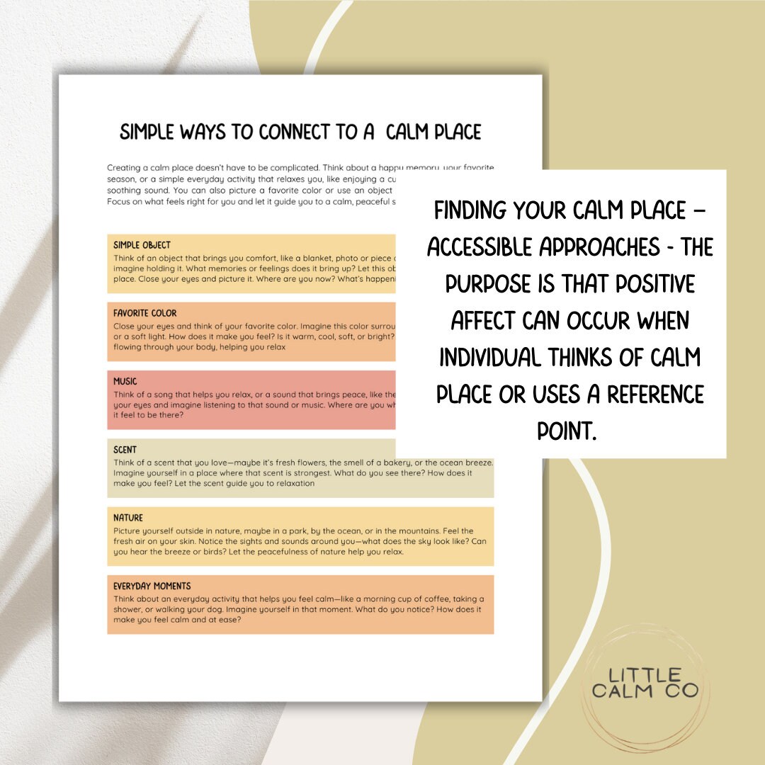 Safe Place, Calm Place Exercise, Neurodivergent Friendly Handout, EMDR ...