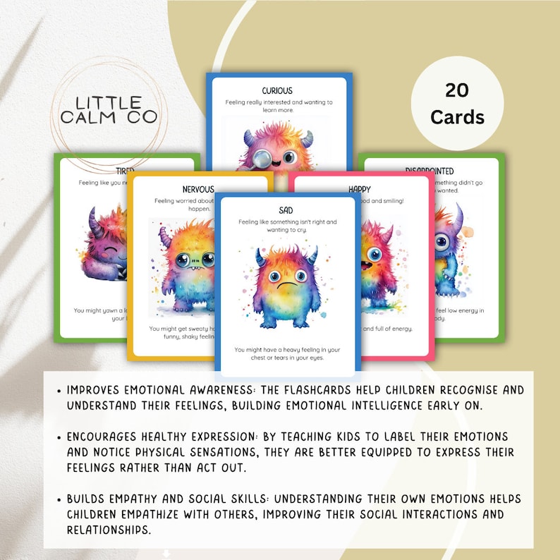 Kids Feelings Cards, Naming Emotions, Body Cues and Interoception Skill ...