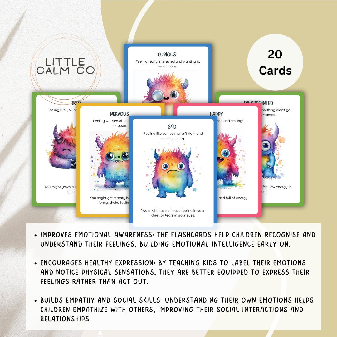 Kids Feelings Cards, Naming Emotions, Body Cues and Interoception Skill ...