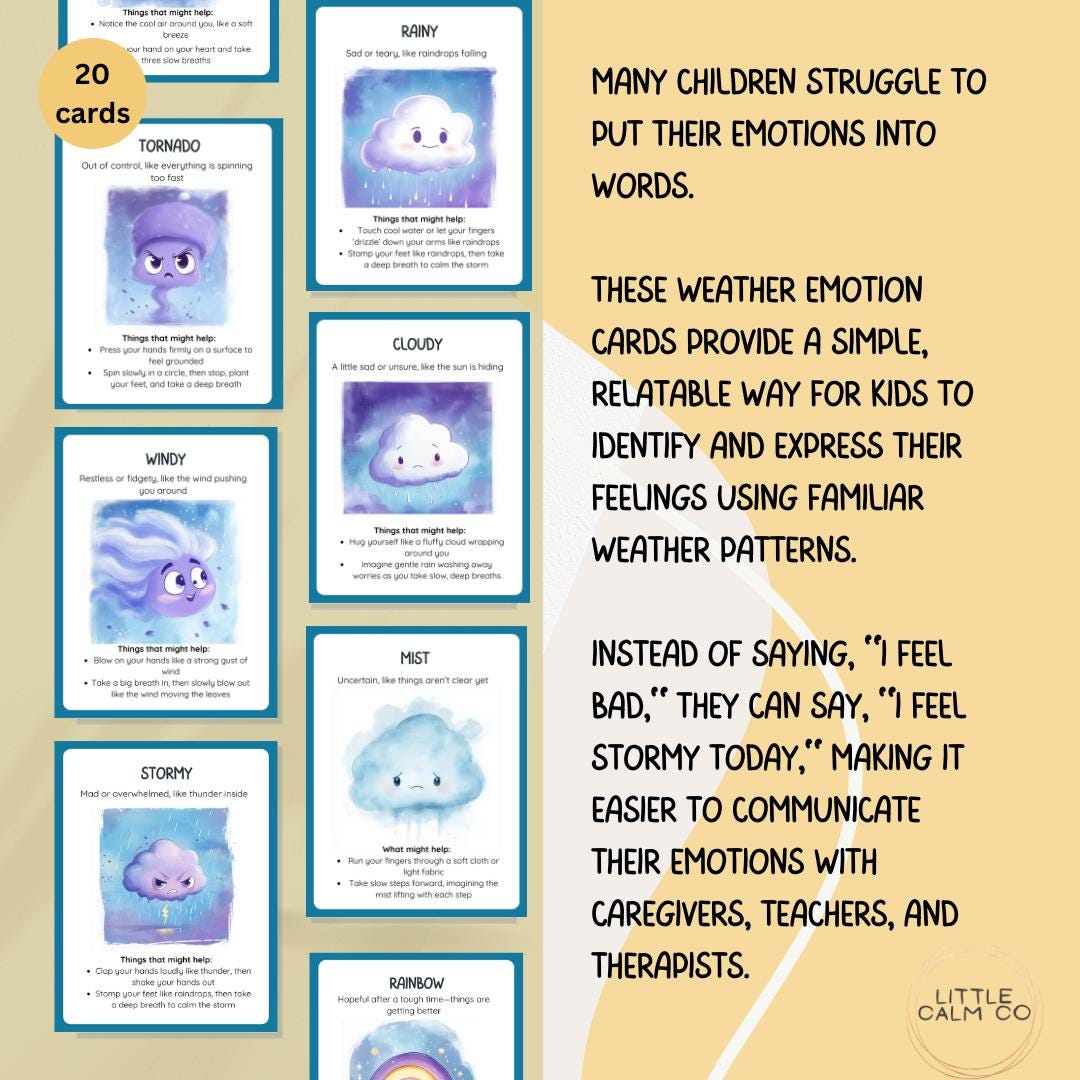 Kids Weather Emotion Cards | Emotional Regulation and SEL Tool ...