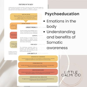 Somatic Skills Awareness Psychoeducation Handouts, Interoception, Body ...