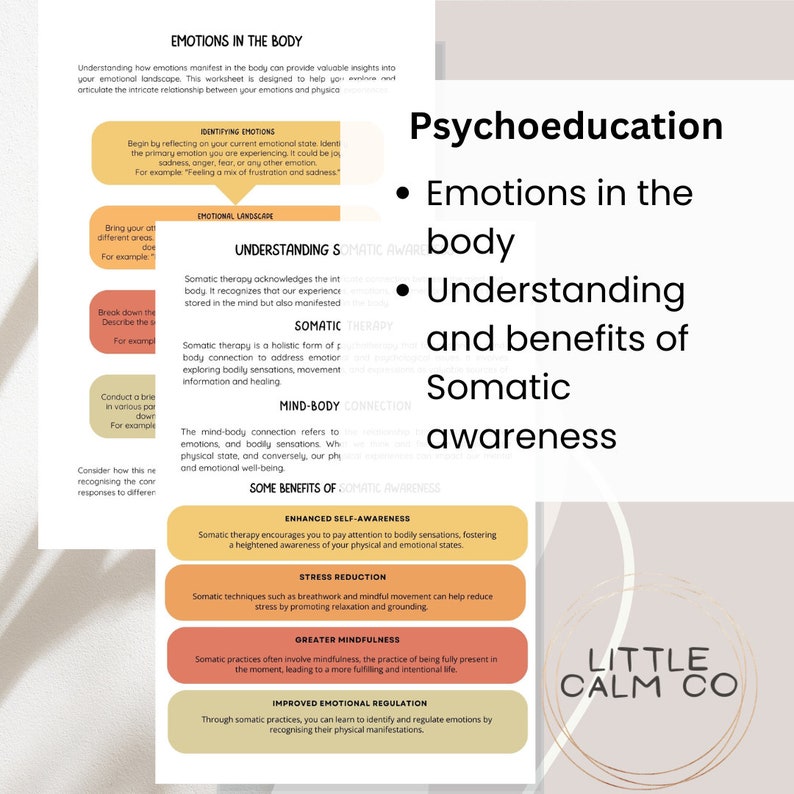 Somatic Skills Awareness Psychoeducation Handouts, Interoception, Body ...