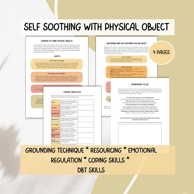 Self-soothing With Comfort Objects Handouts | Coping Skills - Etsy
