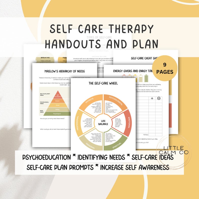 Self-care Plan Therapy | Self Care Worksheets Printable | Self Care ...