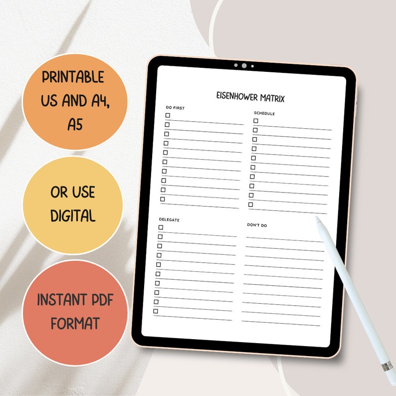Eisenhower Matrix Planner, Decision Matrix, Planner, Productivity ...