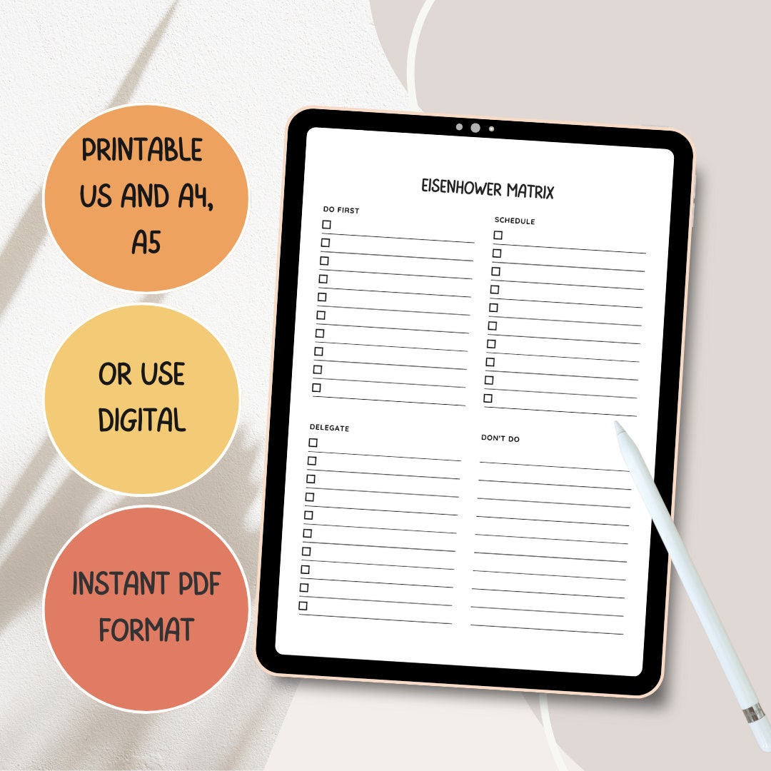 Eisenhower Matrix Planner, Decision Matrix, Planner, Productivity ...