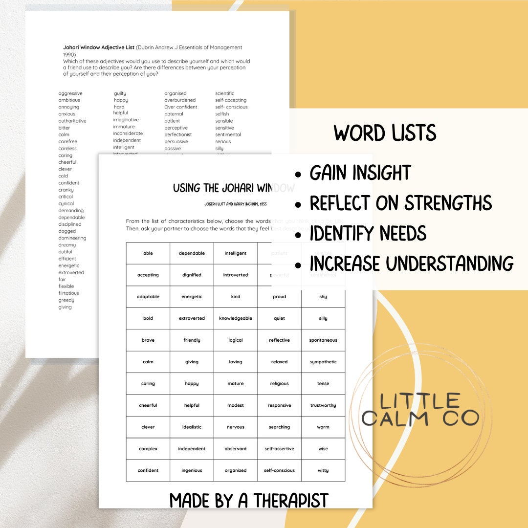 Johari Window Worksheet Psychoeducation, Relationship Therapy ...