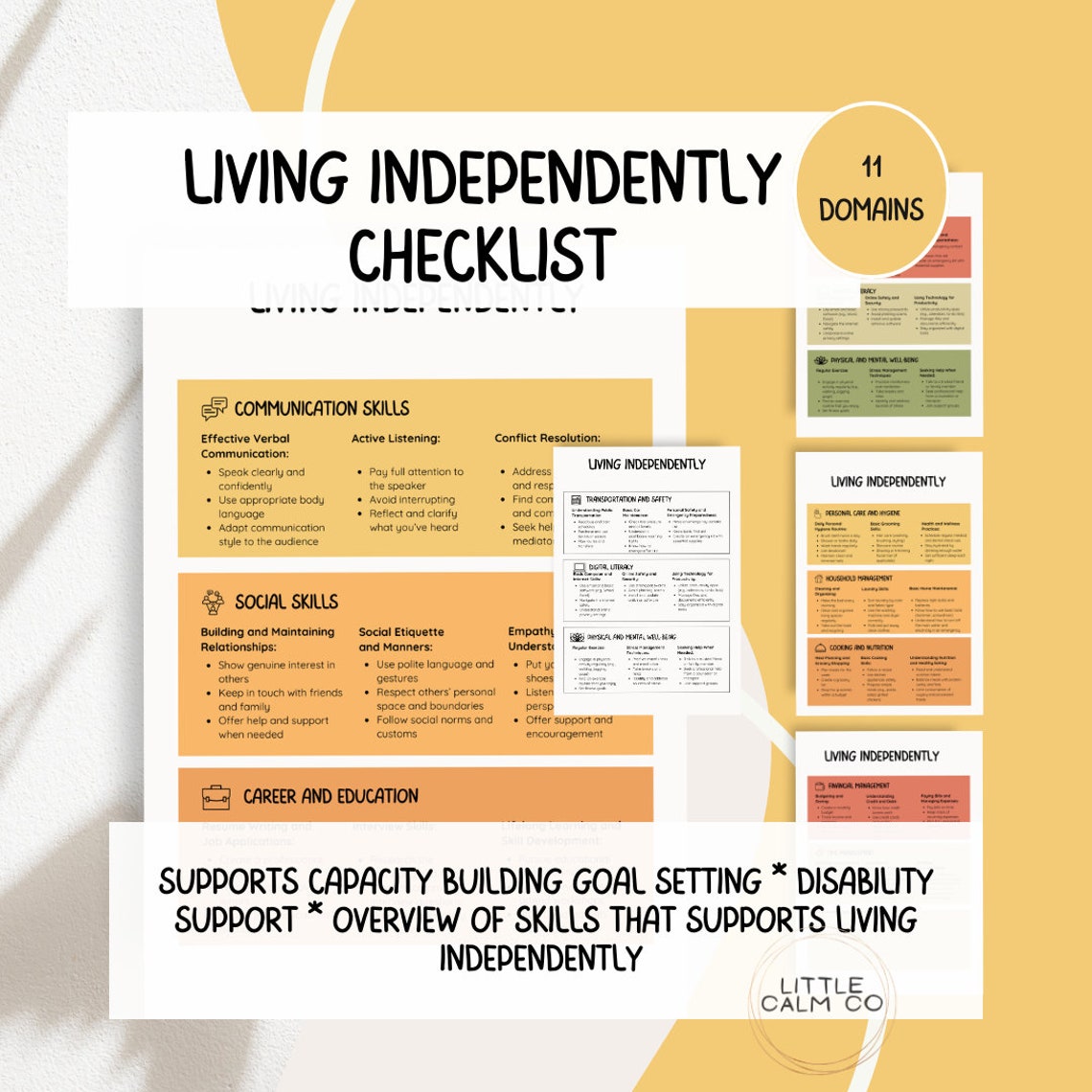 Living Independently Skills Checklist, Capacity Building Skills ...