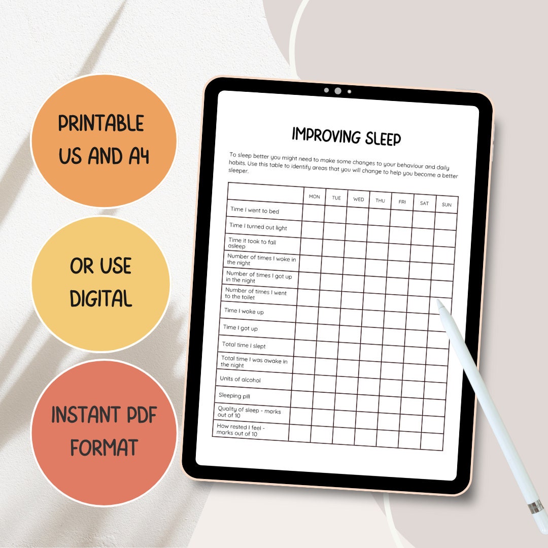 Sleep Hygiene Handouts | Sleep Tracker | Sleep Diary | CBT Insomnia ...
