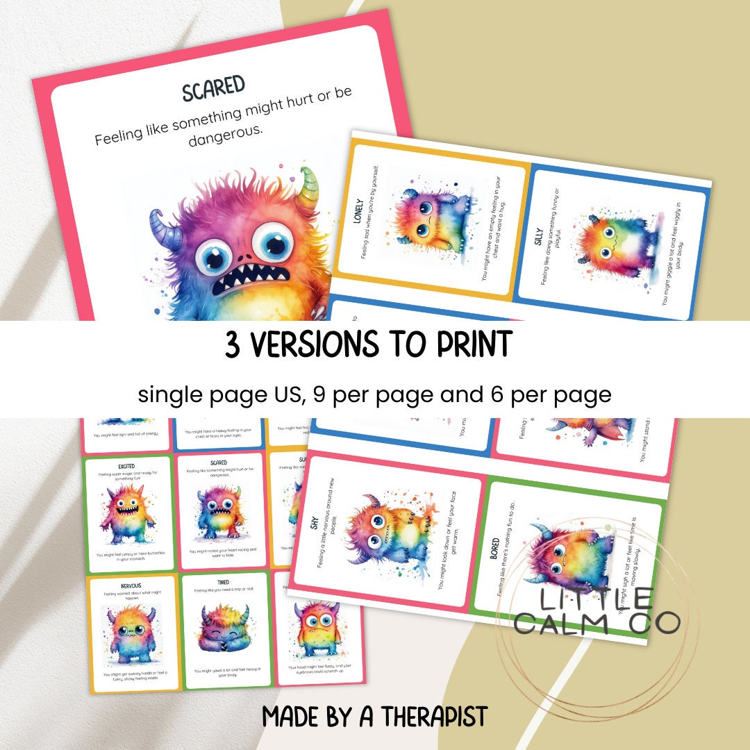 Kids Feelings Cards, Naming Emotions, Body Cues and Interoception Skill ...
