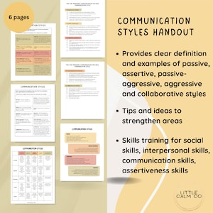 Communication Styles Handout, Skill Building for Interpersonal ...