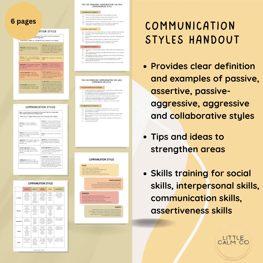 Communication Styles Handout, Skill Building for Interpersonal ...