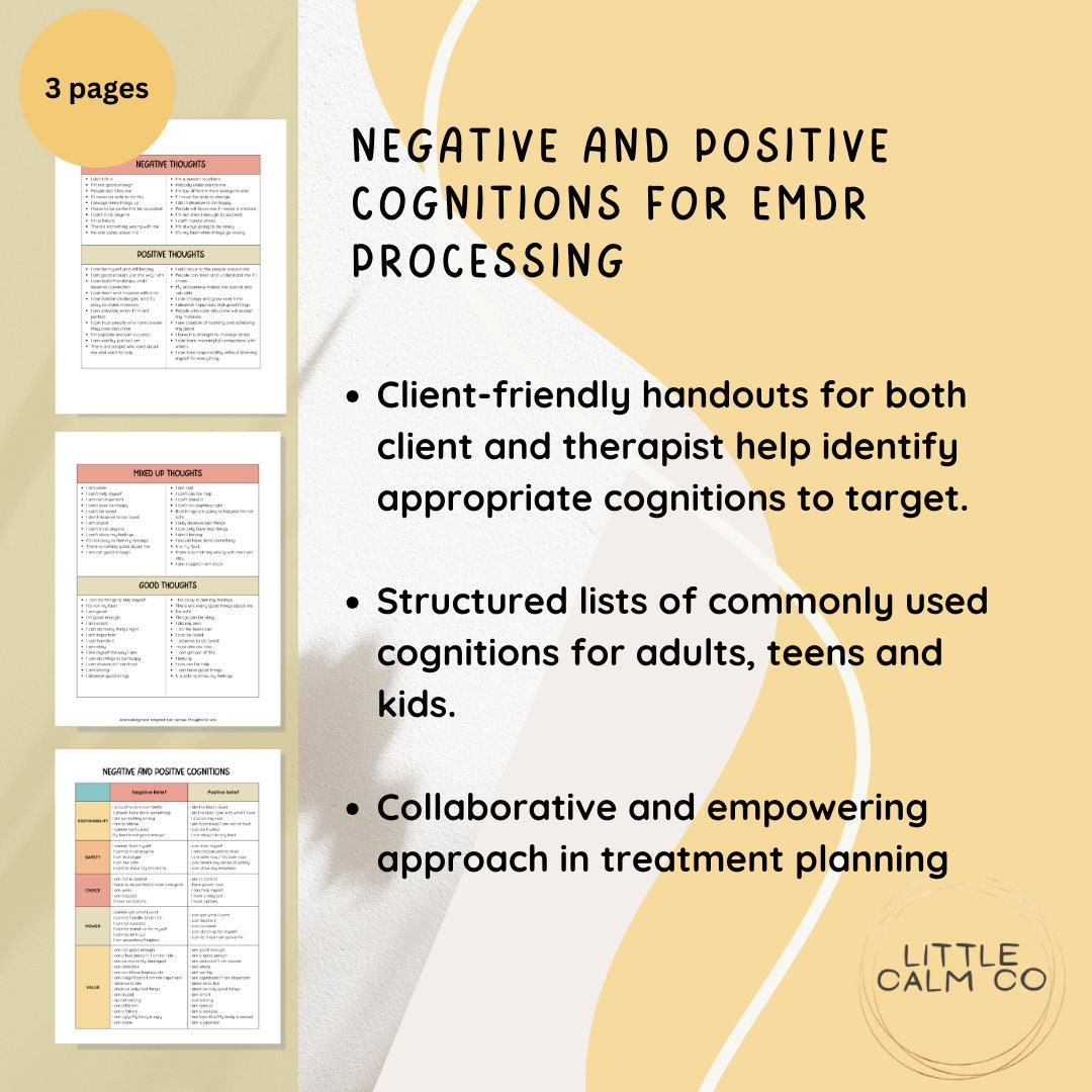 EMDR Negative and Positive Cognitions for Adults, Teens and Kids ...