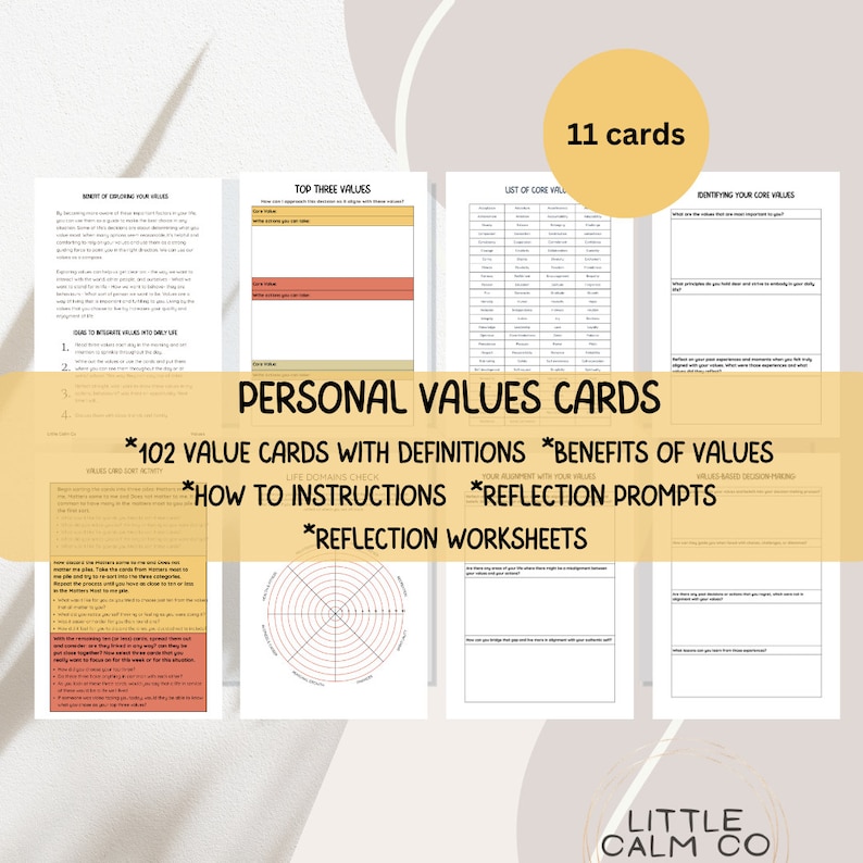Acceptance and Commitment Therapy Values Cards | Personal Values Card ...