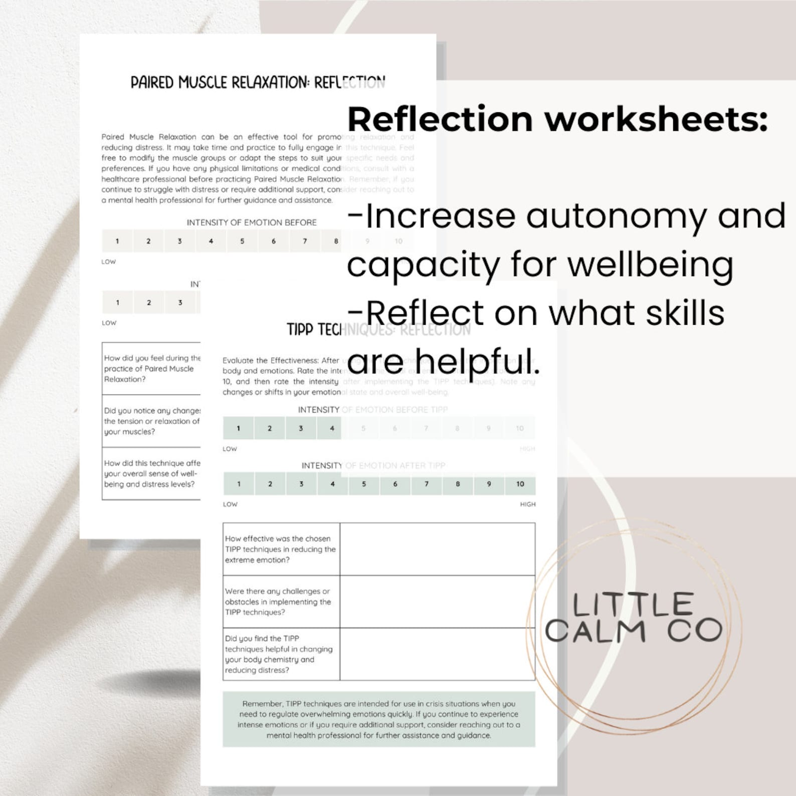 Tipp Skills Worksheets, Coping in a Crisis Strategies, Distress ...