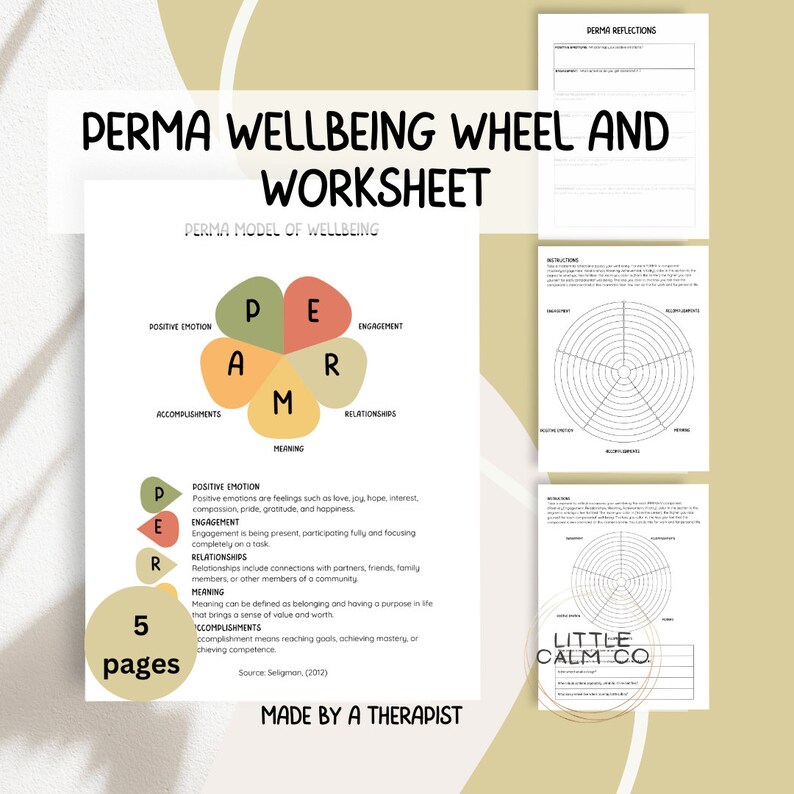 PERMA Theory of Happiness Wheel, Positive Psychology Worksheet, Life ...