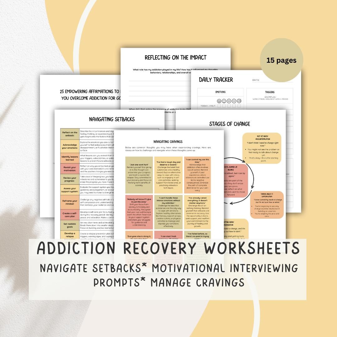 Addiction Recovery Worksheets | Motivational Interviewing Prompts ...