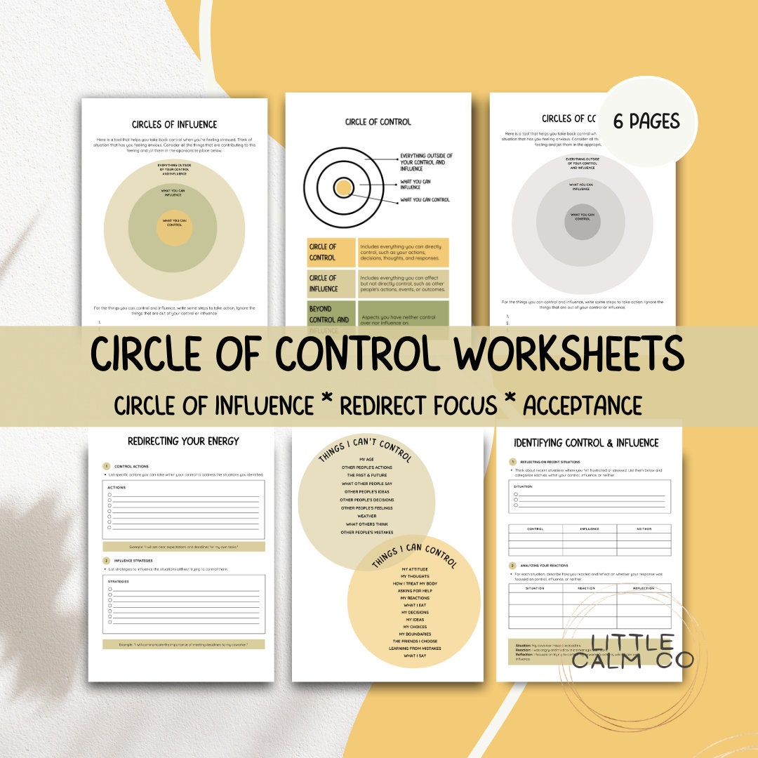 Circle of Control and Influence Worksheets, Problem Solving Skills ...