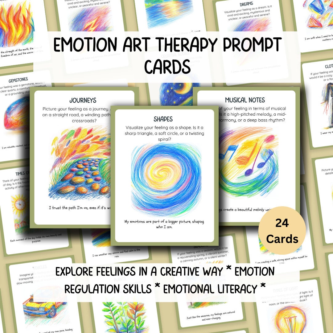 Emotion Art Therapy Cards, Creative Expression, Safely Explore Emotions ...
