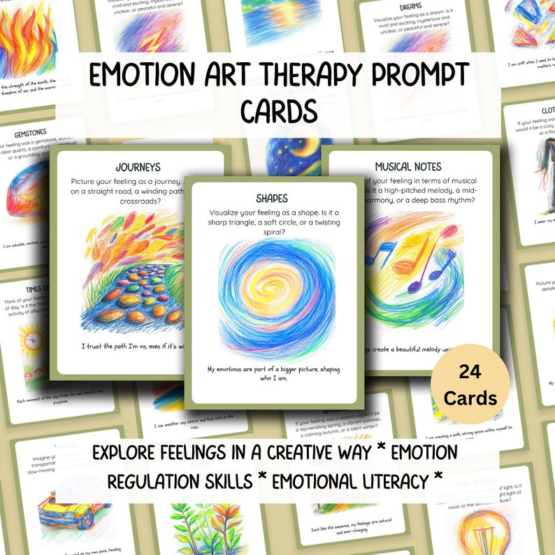 Emotion Art Therapy Cards, Creative Expression, Safely Explore Emotions ...