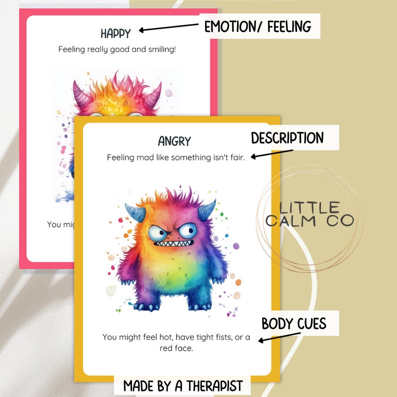 Kids Feelings Cards, Naming Emotions, Body Cues and Interoception Skill ...