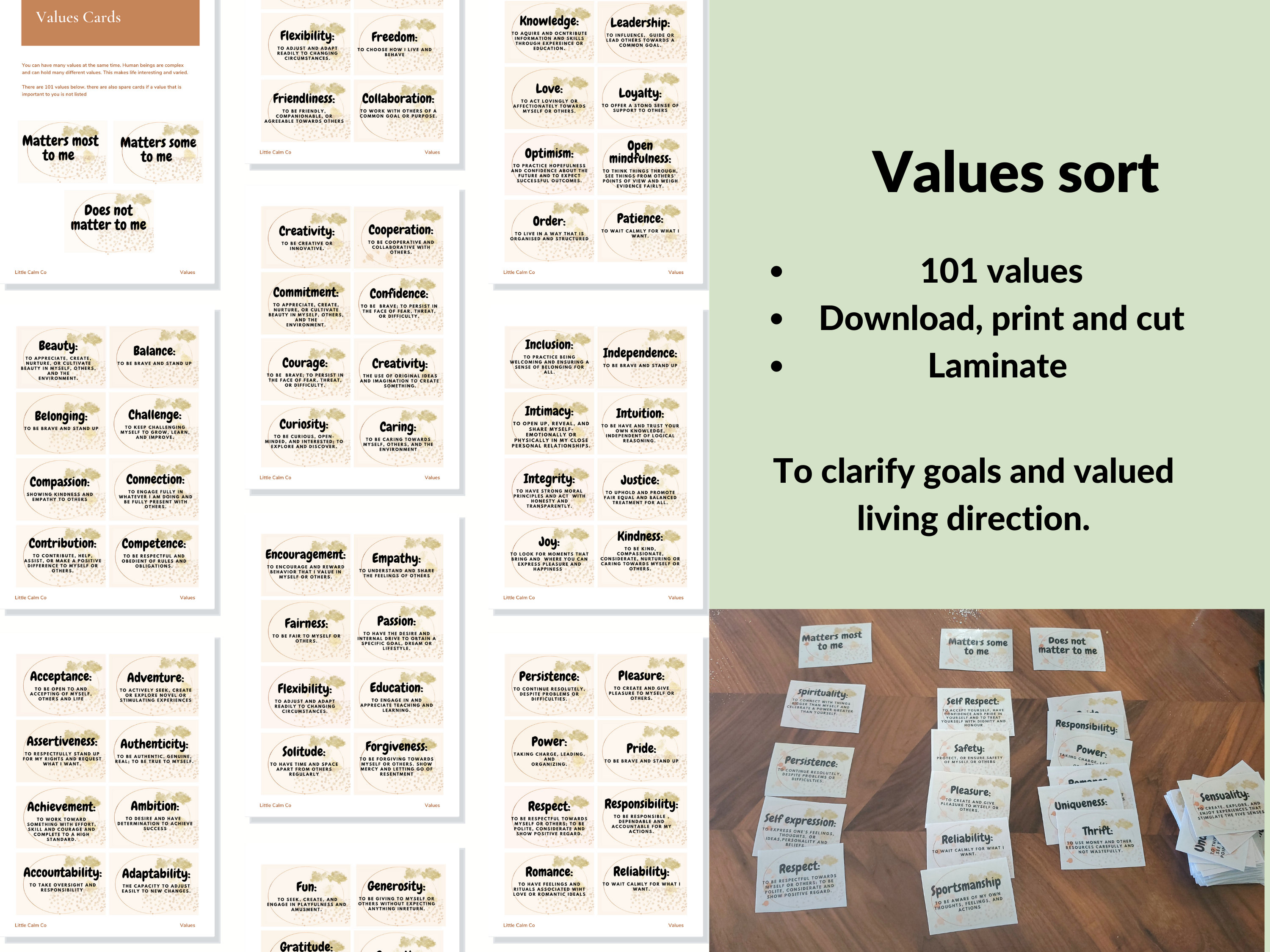 Personal Values Card Exercise 101 Values Card to Print - Etsy Australia