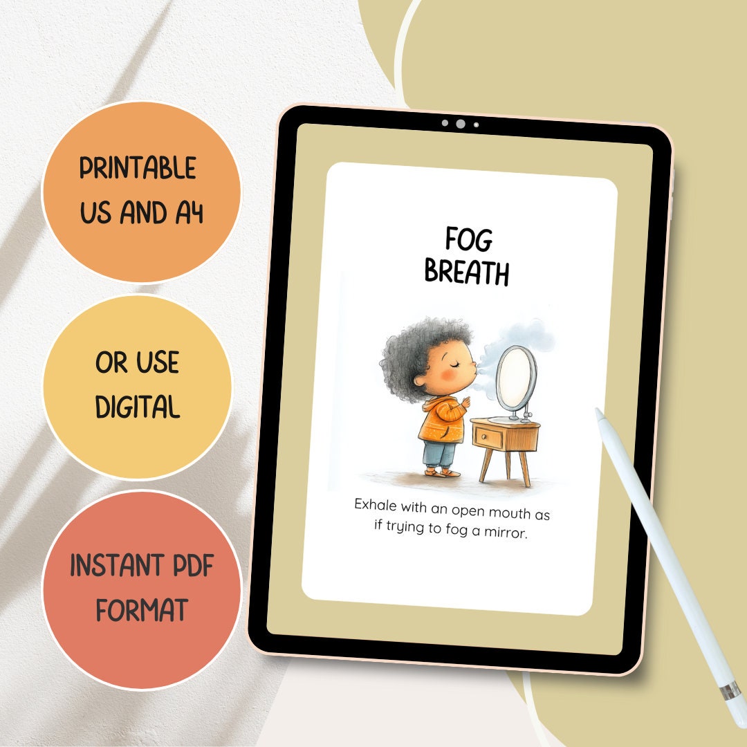 Mindful Kids Breathing Exercise Cards, Anxiety Management Skills ...