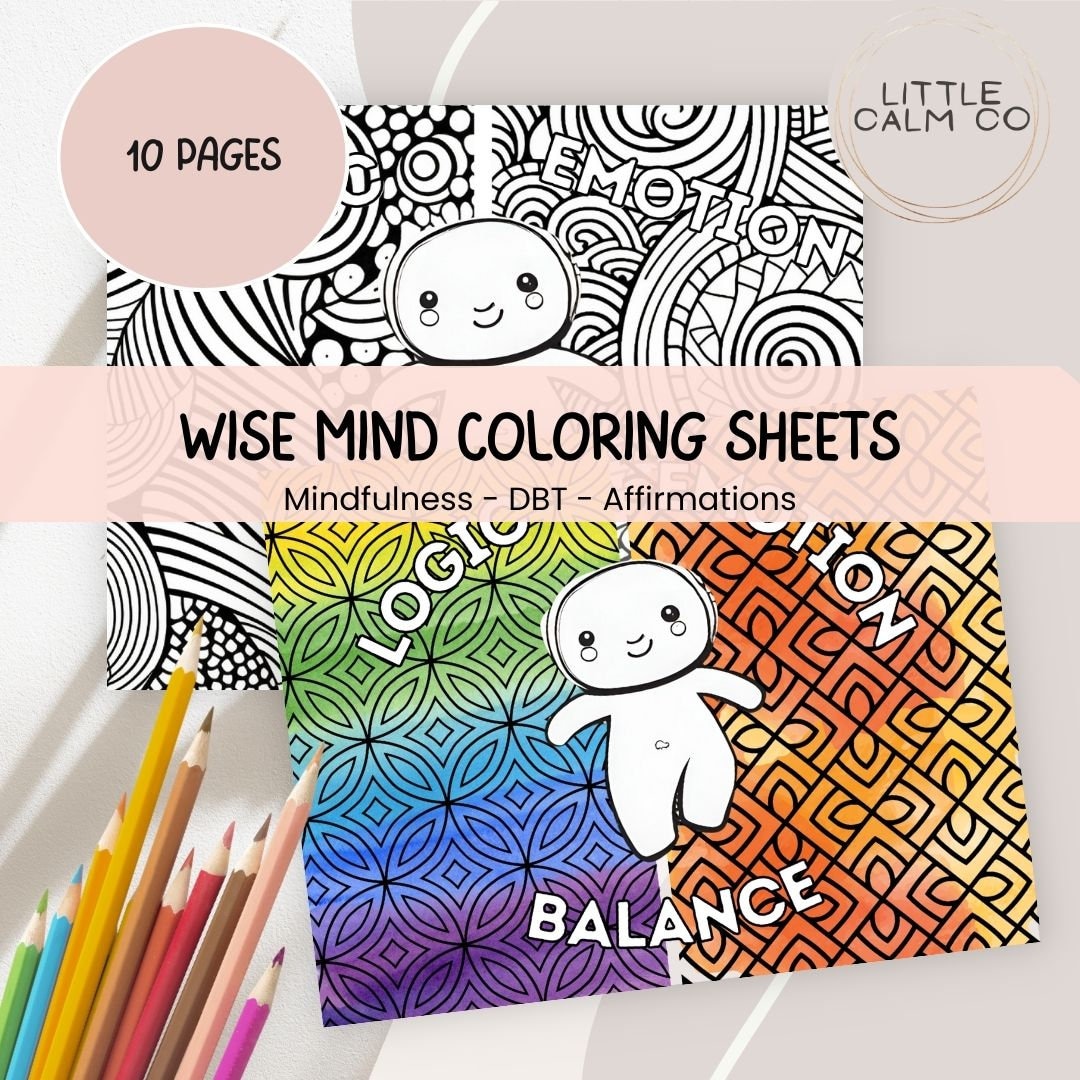 Wise Mind Coloring in Pages, DBT Activity, Mindfulness - Etsy