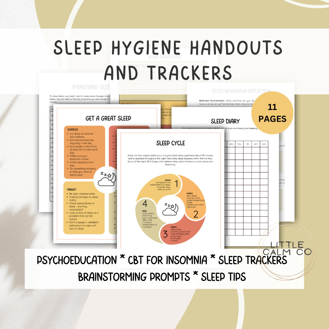 Sleep Hygiene Handouts | Sleep Tracker | Sleep Diary | CBT Insomnia ...