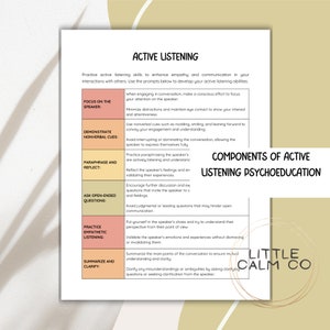 Active Listening Skills Psychoeducation Handouts, Healthy Communication ...