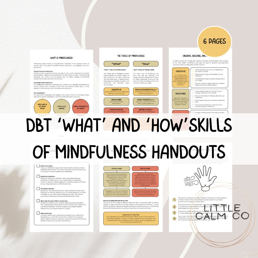 DBT What and How Skills of Mindfulness Handouts, Trauma-informed ...