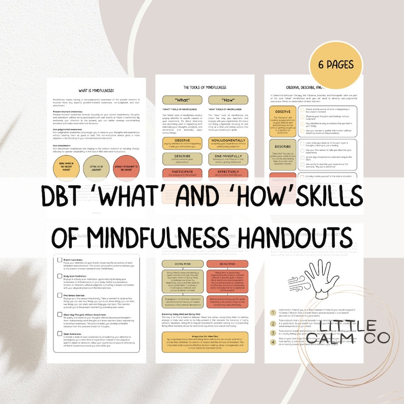 DBT What and How Skills of Mindfulness Handouts, Trauma-informed ...