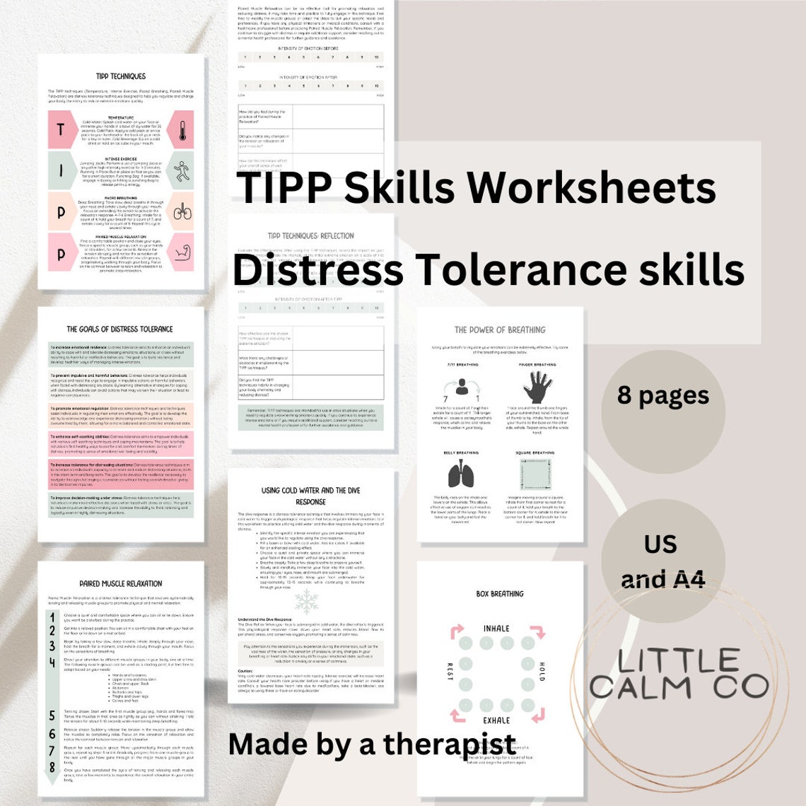 Tipp Skills Worksheets, Coping in a Crisis Strategies, Distress ...