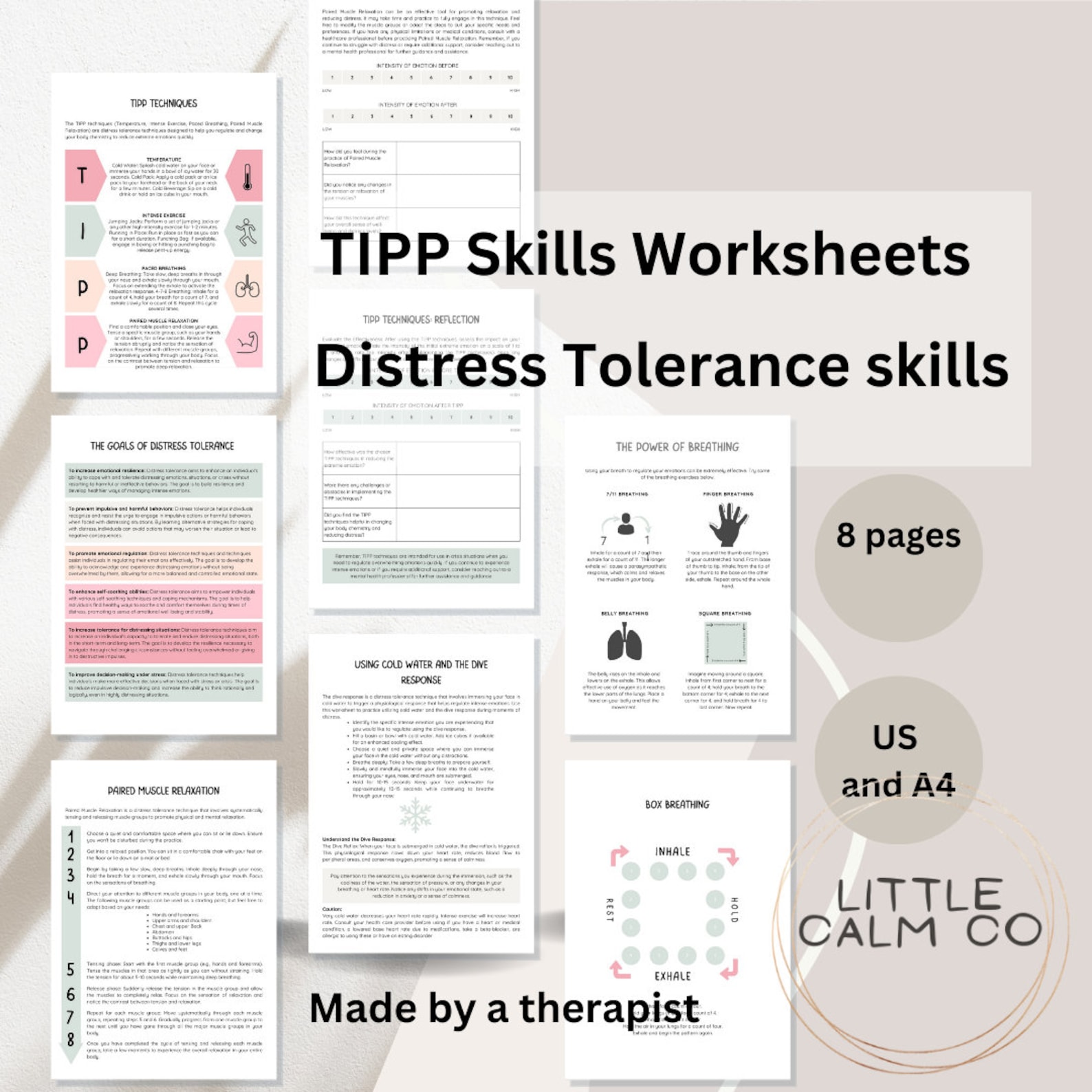 Tipp Skills Worksheets, Coping in a Crisis Strategies, Distress ...