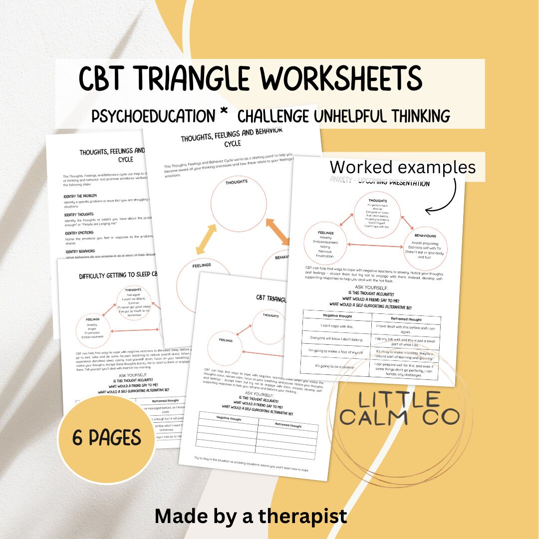 CBT Triangle Worksheets, Challenge Unhelpful Thinking, Cognitive ...