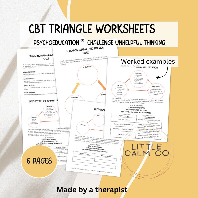 CBT Triangle Worksheets, Challenge Unhelpful Thinking, Cognitive ...
