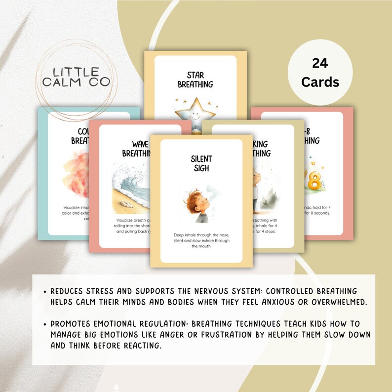 Mindful Kids Breathing Exercise Cards, Anxiety Management Skills ...