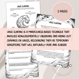 Urge Surfing Mindfulness Therapy Handouts, Psychoeducation Tool, Coping ...
