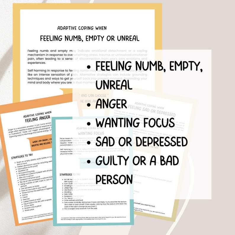 Alternatives to Self-harm Handouts and Coping Strategies, Adaptive ...