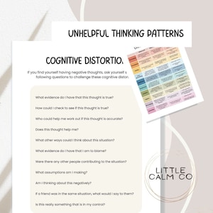 Cognitive Distortion Handout, CBT Worksheet, Cognitive Restructuring Tool, Challenging Unhelpful ...