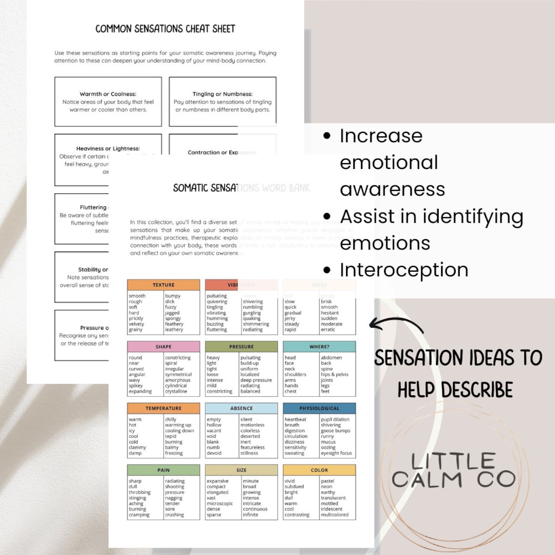 Somatic Skills Awareness Psychoeducation Handouts, Interoception, Body ...