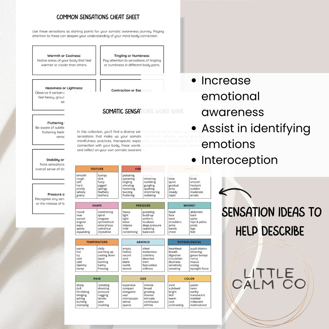 Somatic Skills Awareness Psychoeducation Handouts, Interoception, Body ...