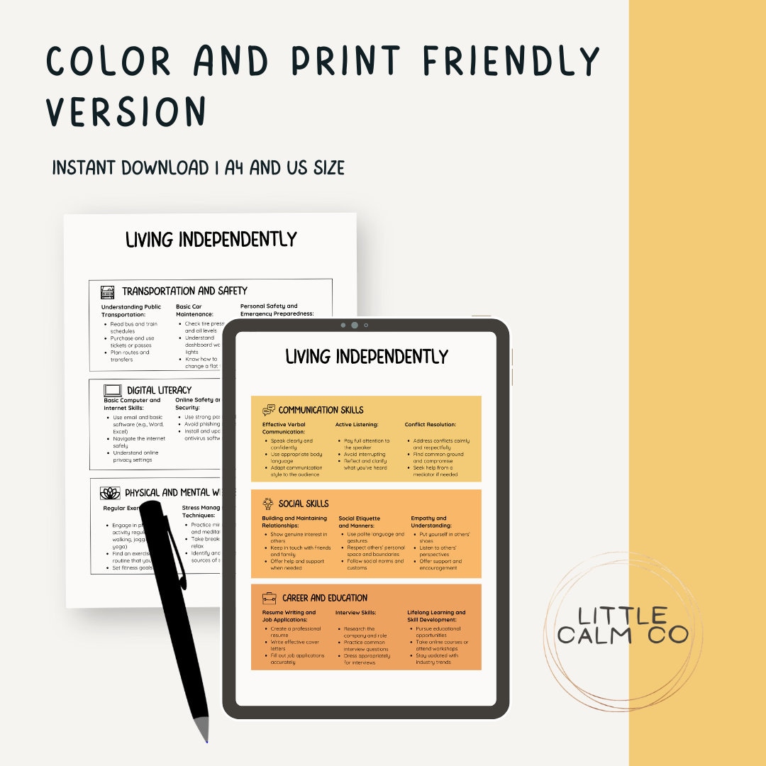 Living Independently Skills Checklist, Capacity Building Skills ...