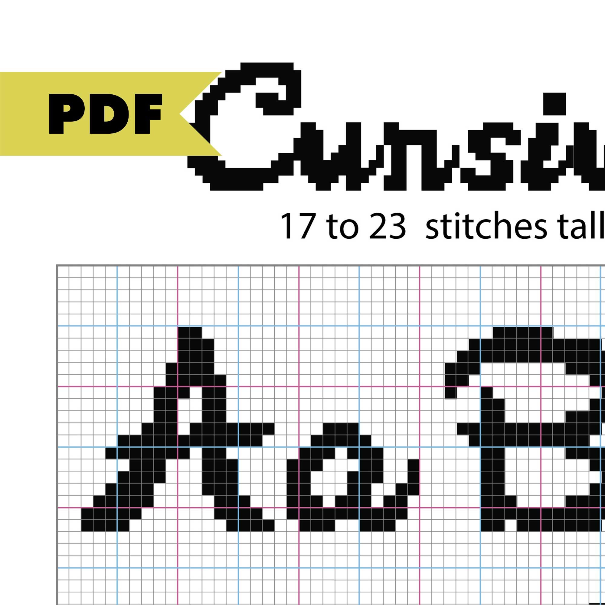 Cursive Cross Stitch Font - Includes Full Alphabet and Symbols - Etsy