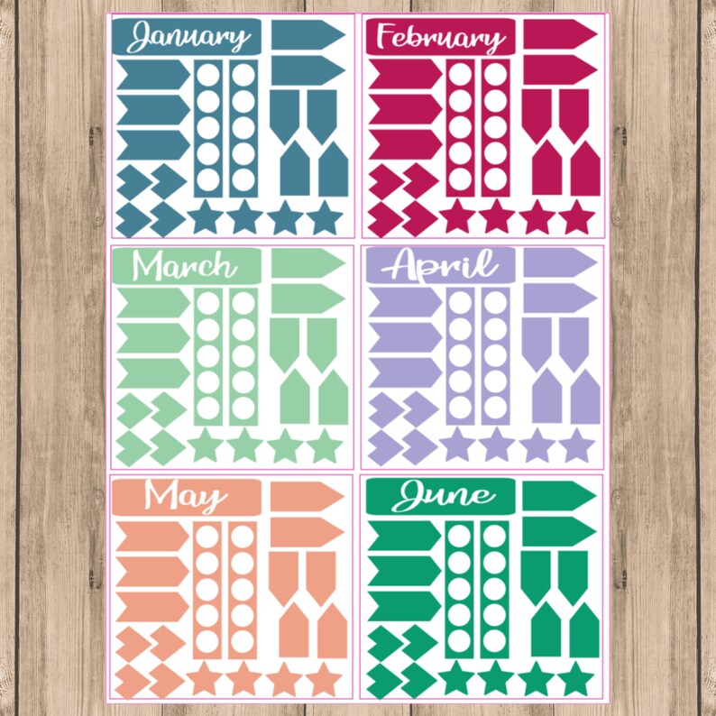 12-month Blank Planner Sticker Set | Color Coded EC Monthly Planner ...
