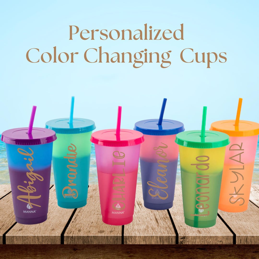 Gold Font Color Changing Cups - Personalized 24oz | Customized Cold ...