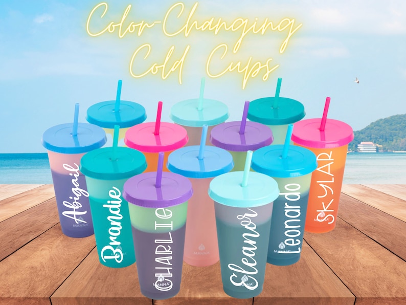 Personalized 24oz Color Changing Cold Cup Neon With White Font ...
