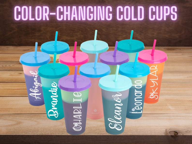 Personalized 24oz Color Changing Cold Cup Neon With White Font ...