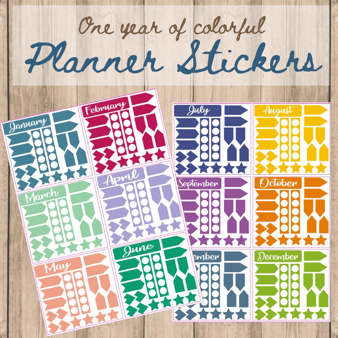 12-month Blank Planner Sticker Set | Color Coded EC Monthly Planner ...